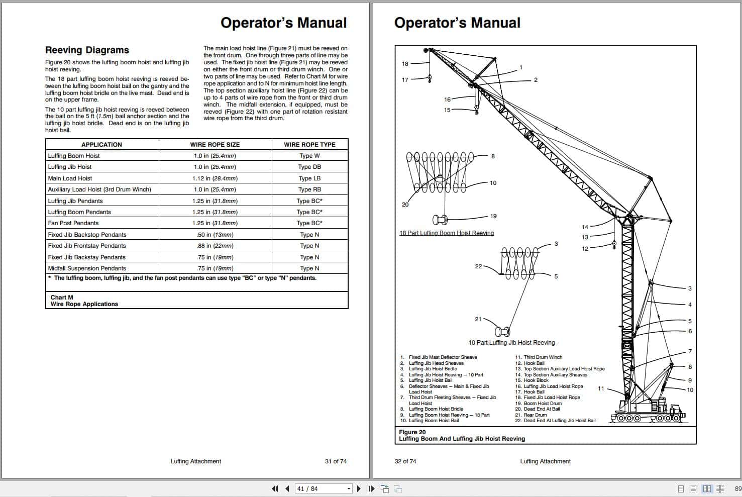 Link Belt Crane HC-278H II Luffing Attachment Operation Manual 954