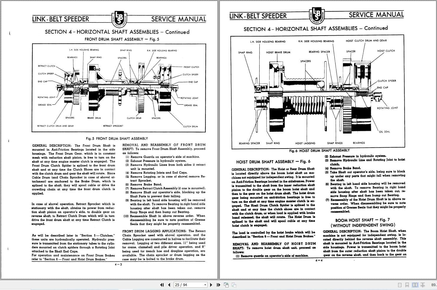 Link Belt Crane LS-58 Service Manual