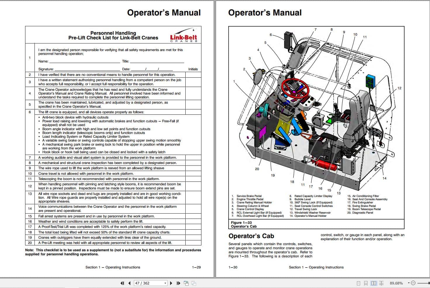 Link Belt Crane RTC-80100 II Operation Manual