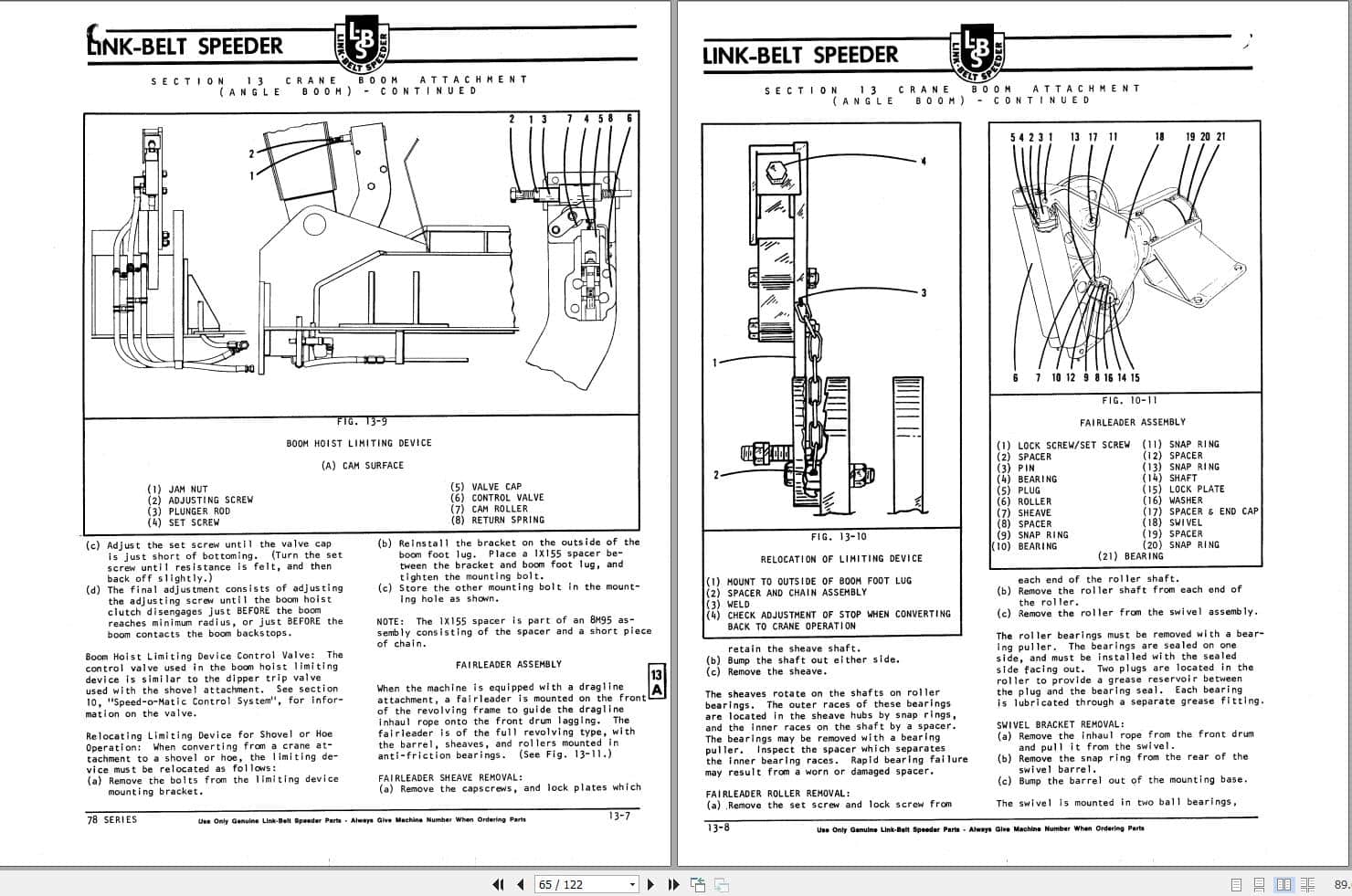 Link Belt Crane TC-78B Operation Manual 130A
