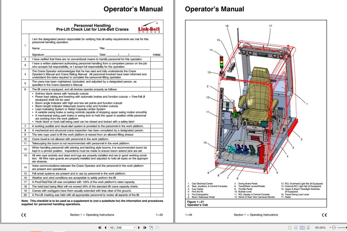 Link Belt Crane TCC-750CE Operation Manual