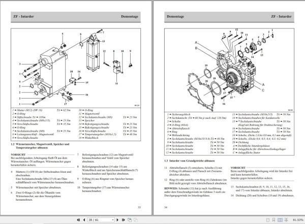 ZF Integrated Retarder Intarder Repair Manual DE