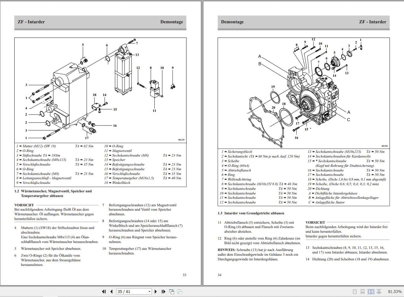 ZF Integrated Retarder Intarder Repair Manual DE