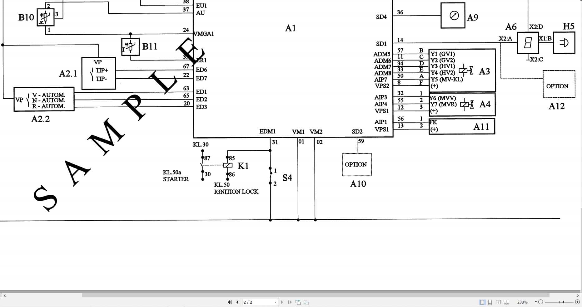 ZF Power-Shuttle Transmission T-7200 Electrical Diagrams 6029 700 964