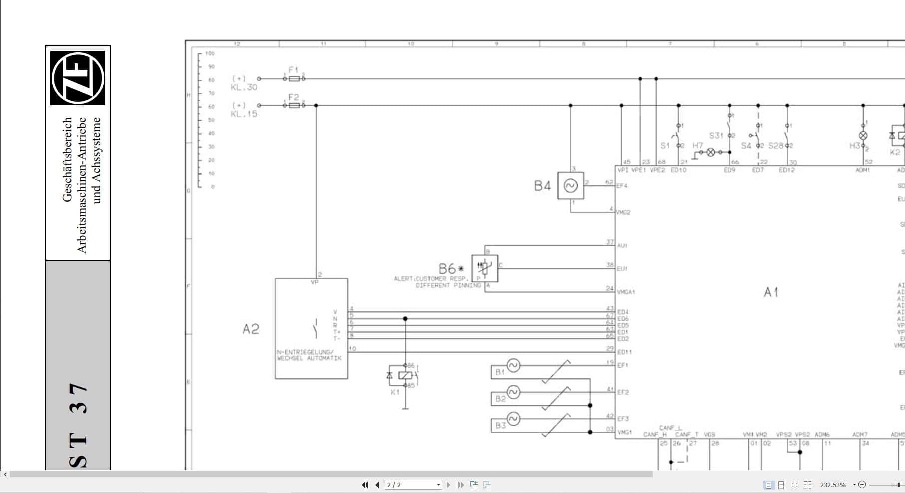 ZF Transmission Module EST 37 Connection Diagram DE