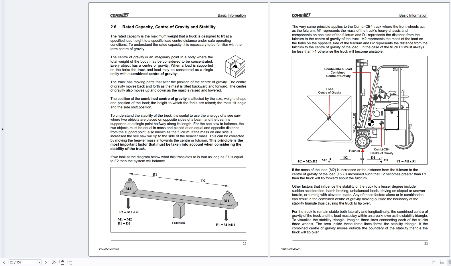 Combilift Forklift Operating Parts Manual Update 2025