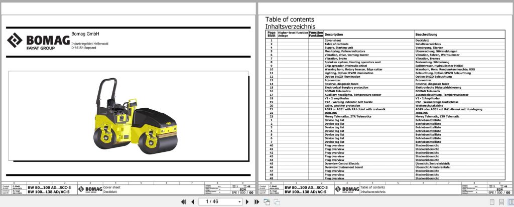 Bomag Combination Rollers BW 100 ACM-5 Electric Hydraulic Schematics