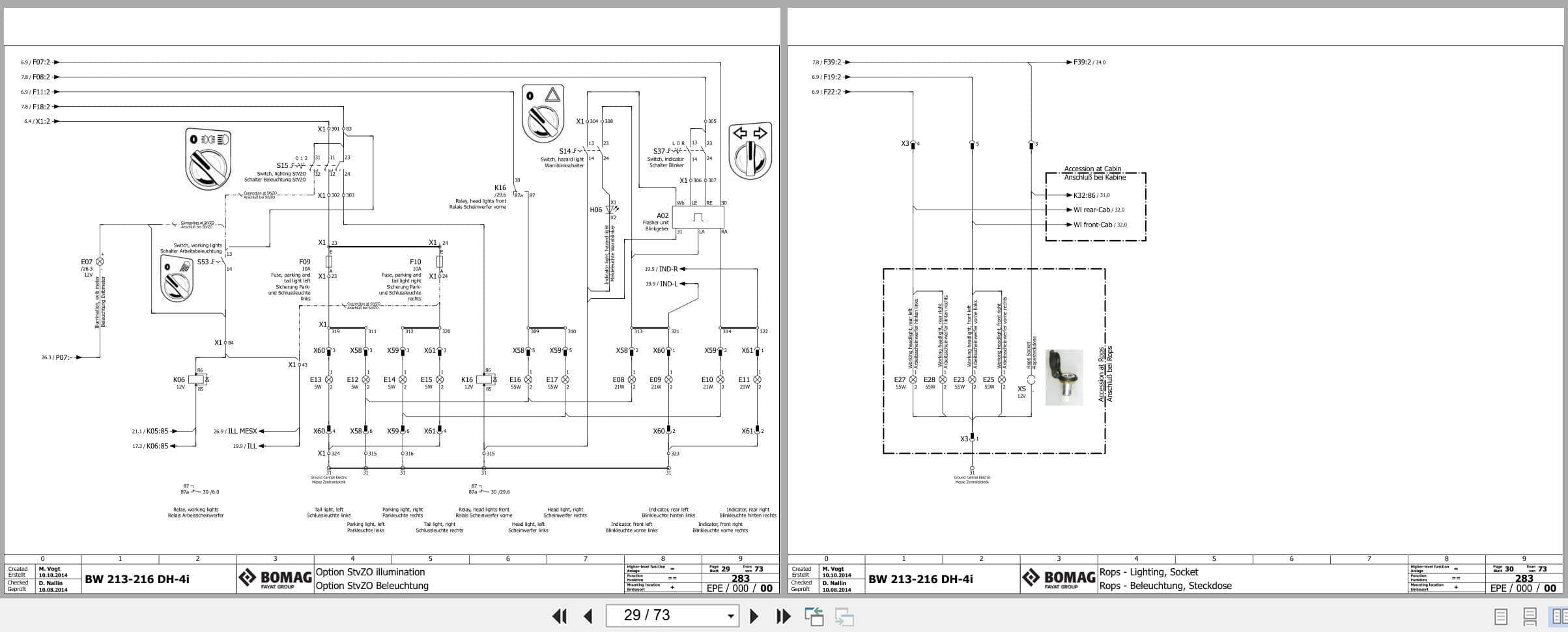 Bomag Single Drum Vibratory Rollers BW 213 DH-4i Electrical Hydraulic Schematic