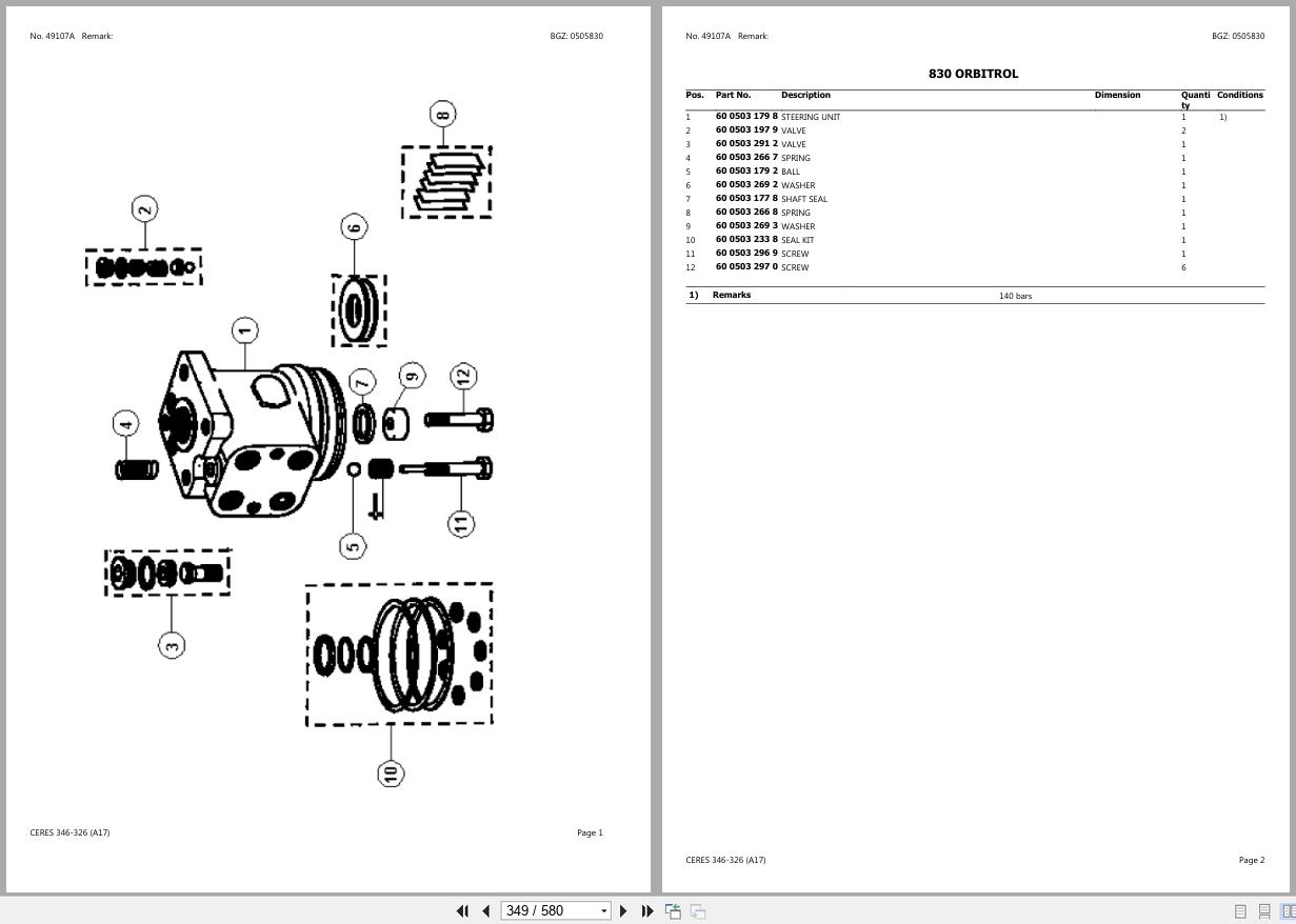 CLAAS CERES 346-326 A1700050-A1799999 Spare Parts Catalog