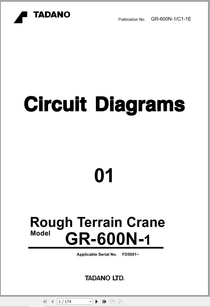 Tadano Rough Terrain Crane GR-600N-1 Electric Hydraulic Diagrams GR-600N-1_C1-1E