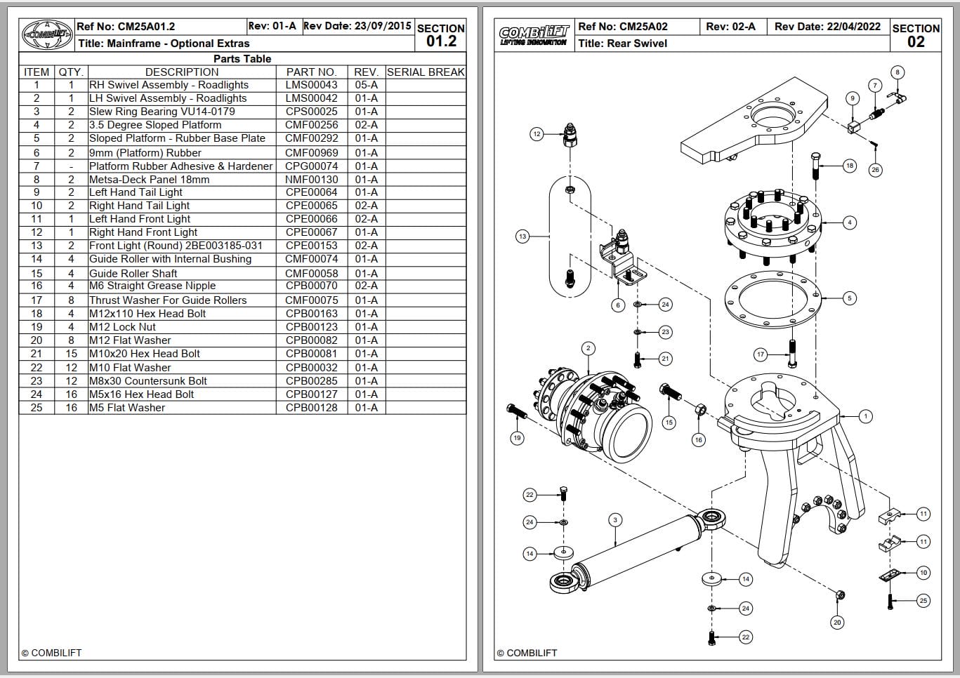 Combilift Forklift C2500 Parts Manual
