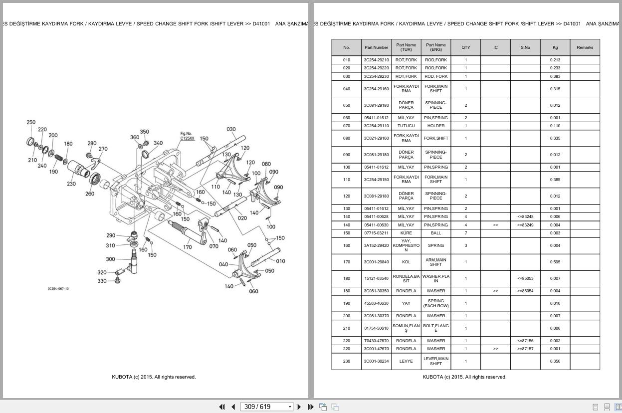 Kubota Tractor M7040DTH-NEC Spare Parts Catalog EN TR