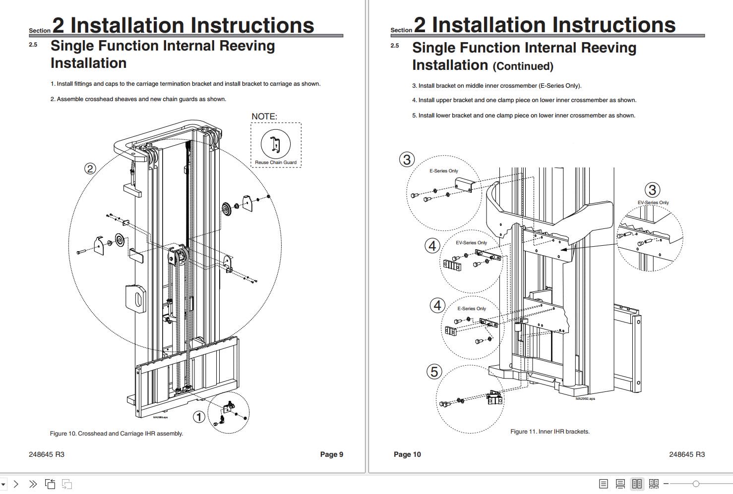 Lift-Tek ES30-MT To EV60-MT Full Free Lift 3-Stage Mast Service Manual ...