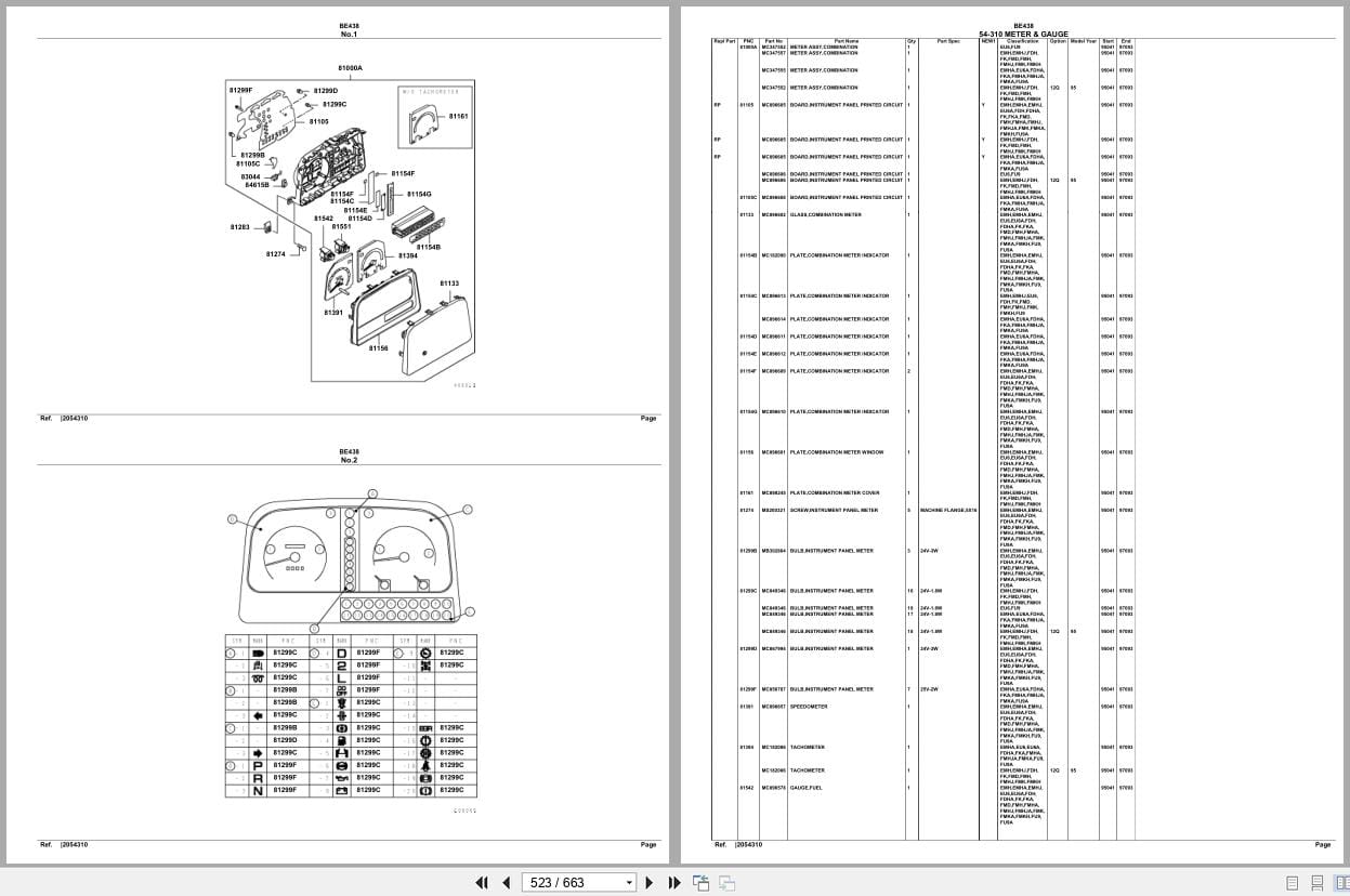 Mitsubishi Fuso Bus BE438 Spare Parts Catalog