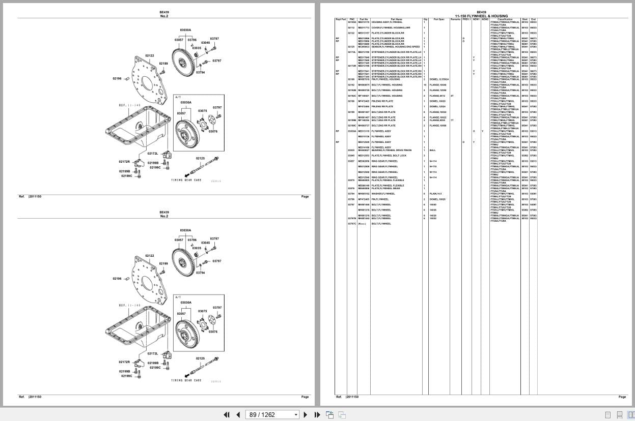 Mitsubishi Fuso Bus BE439 Spare Parts Catalog