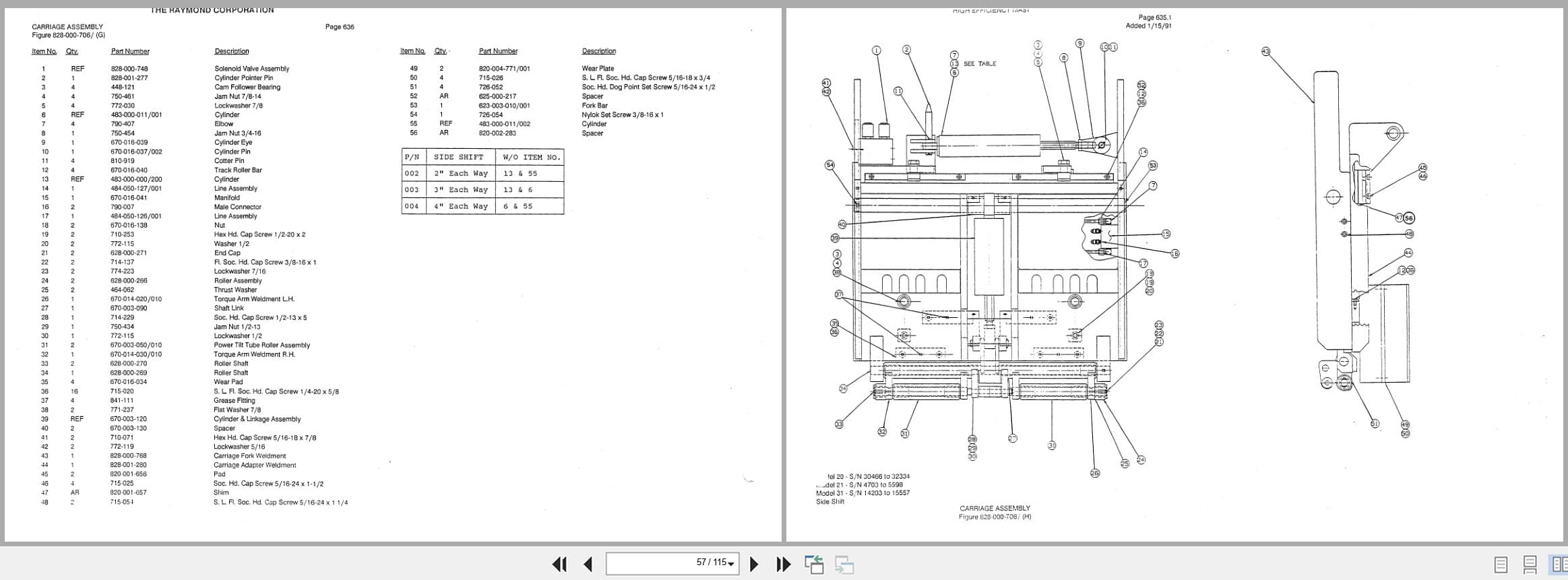 Raymond Reach R40TT-M High Efficiency Mast 4 Parts Catalog PDMM-0005