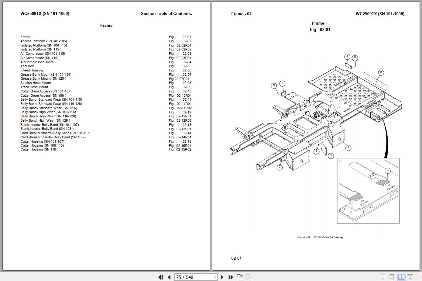 Vermeer Whole Tree Chipper WC2500TX Parts Manual 2021