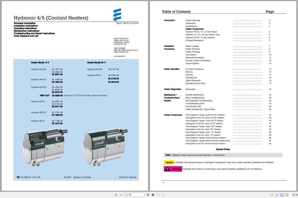 Espar Heater Systems Coolant Heater Manual Archives - Auto Repair ...
