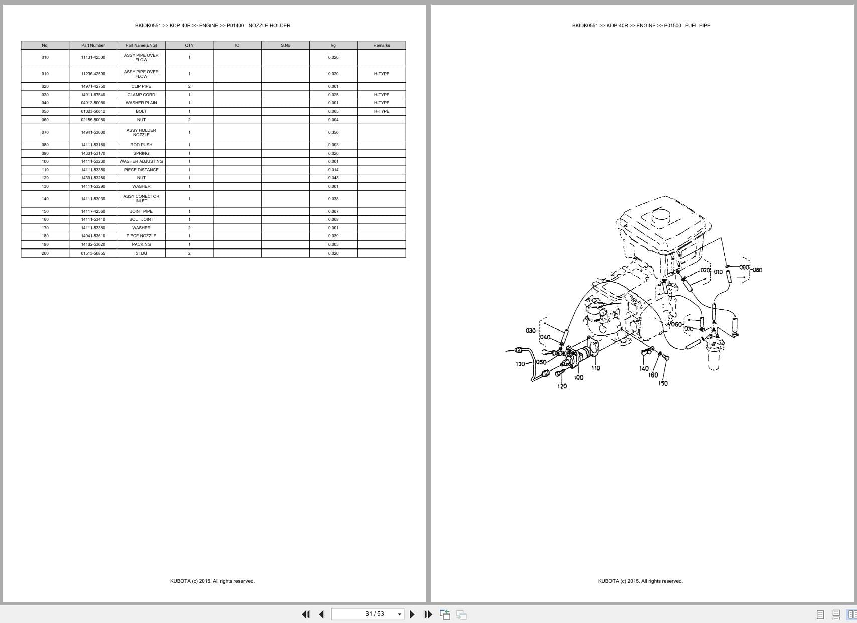 Kubota Pump KDP-40R Australia Parts Catalog