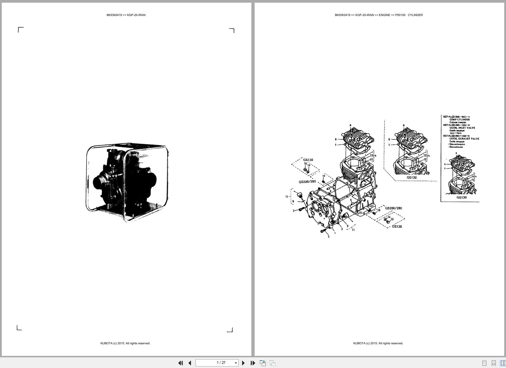 Kubota Pump KGP-20-IRAN Australia Parts Catalog