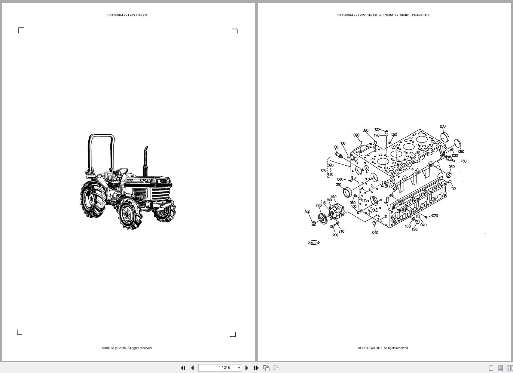 Kubota Tractor L2850DT-GST Australia Parts Catalog