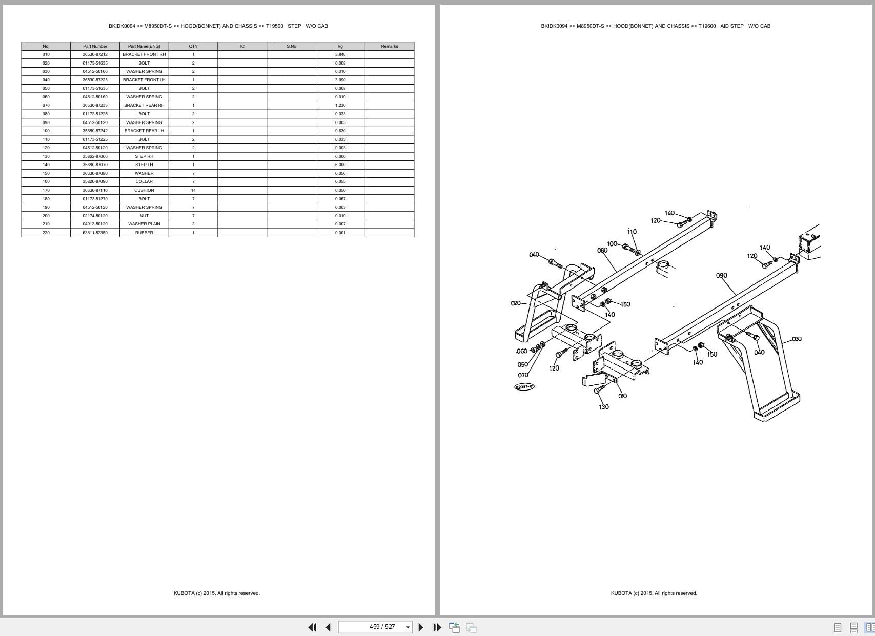 Kubota Tractor M8950DT-S Parts Catalog
