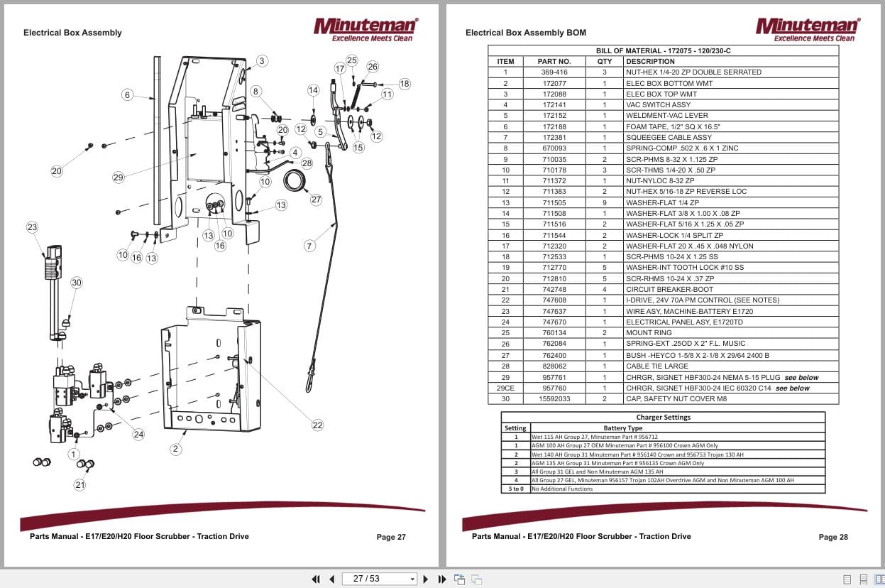 Minuteman Scrubber Disc Traction Drive E17 E20 H20 Parts Manual And ...