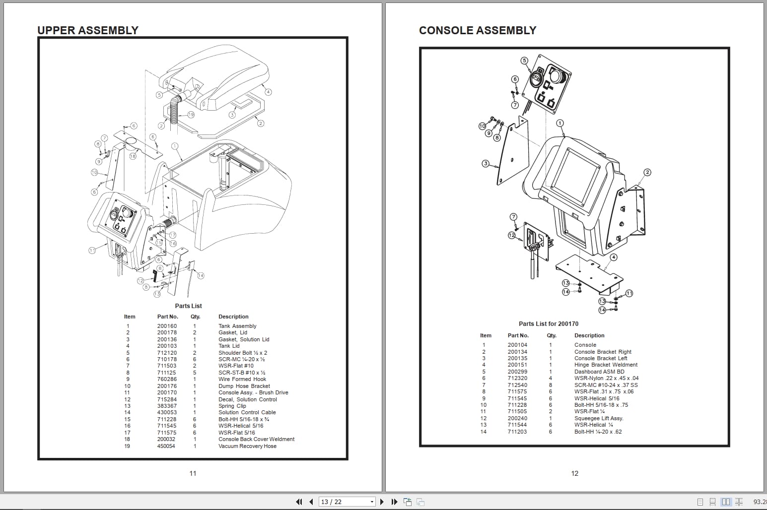 Minuteman Scrubber Walk Behind 200X Series Operation Service Parts Care