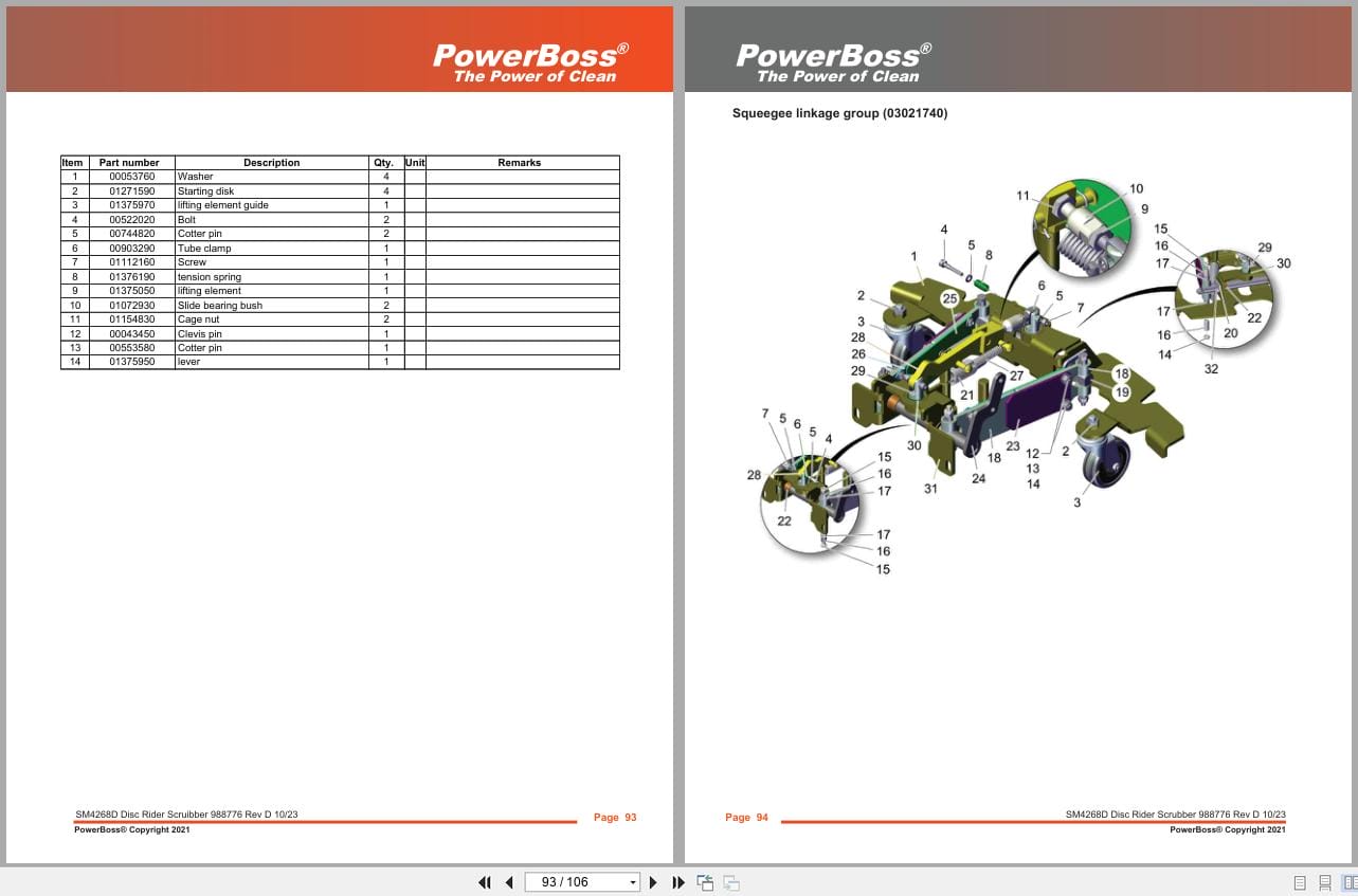 PowerBoss Disc Rider Scrubber B260R SM4268D SM4268DQP Parts Catalog ...