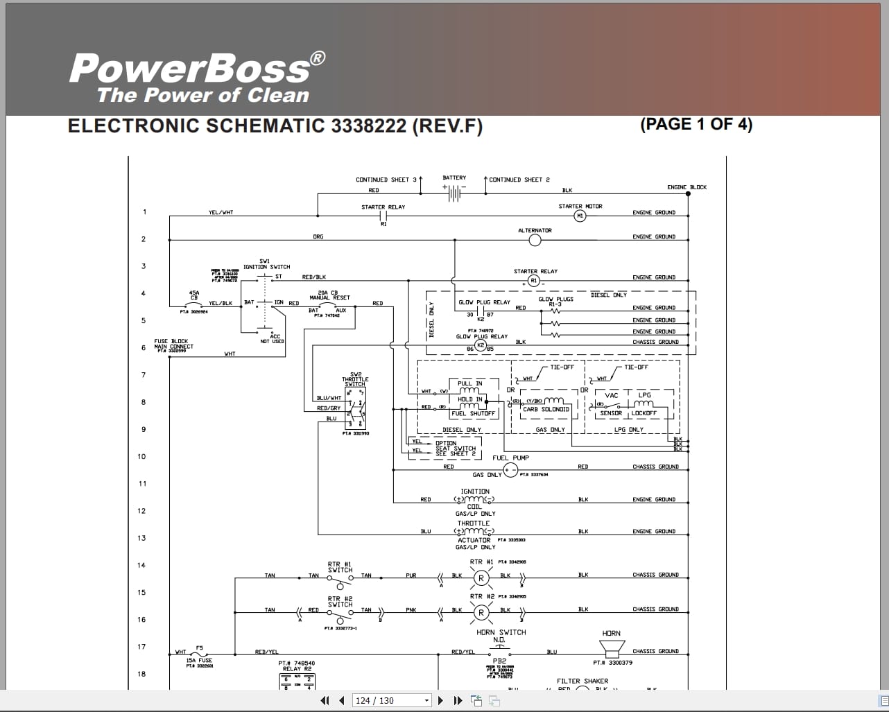 PowerBoss Sweeper Armadillo 6X AM7D-III Parts Catalog Wiring Diagram ...