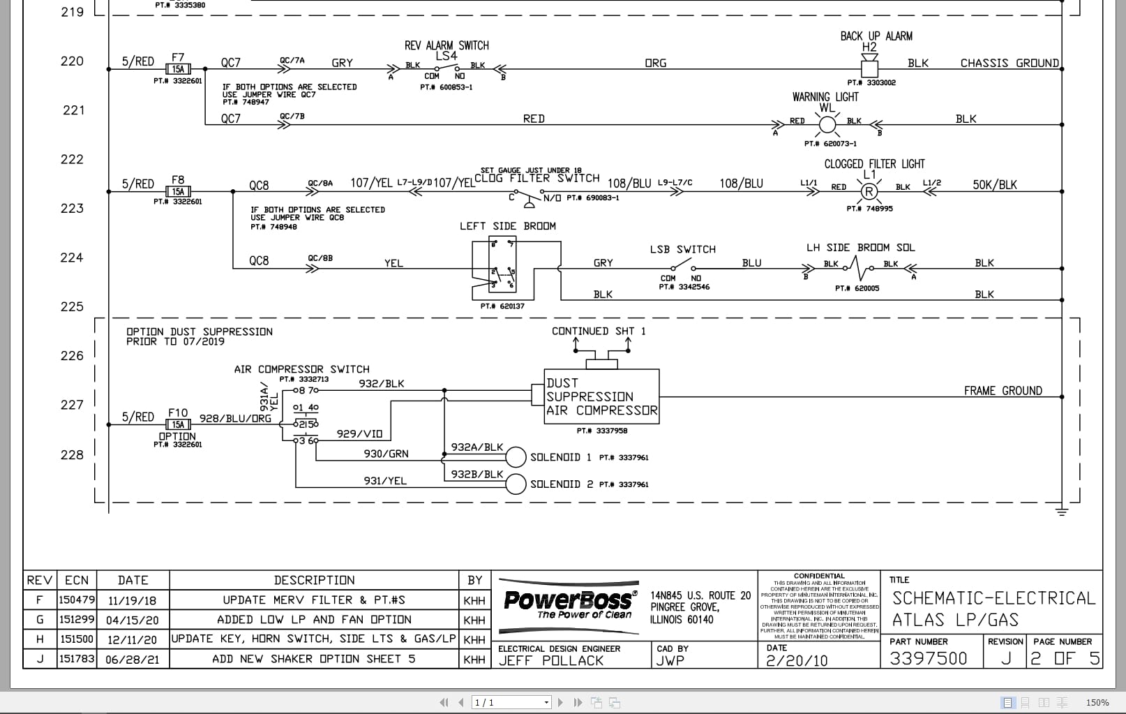 PowerBoss Sweeper Atlas LPG Gas Electrical Schematic 3397500 2021