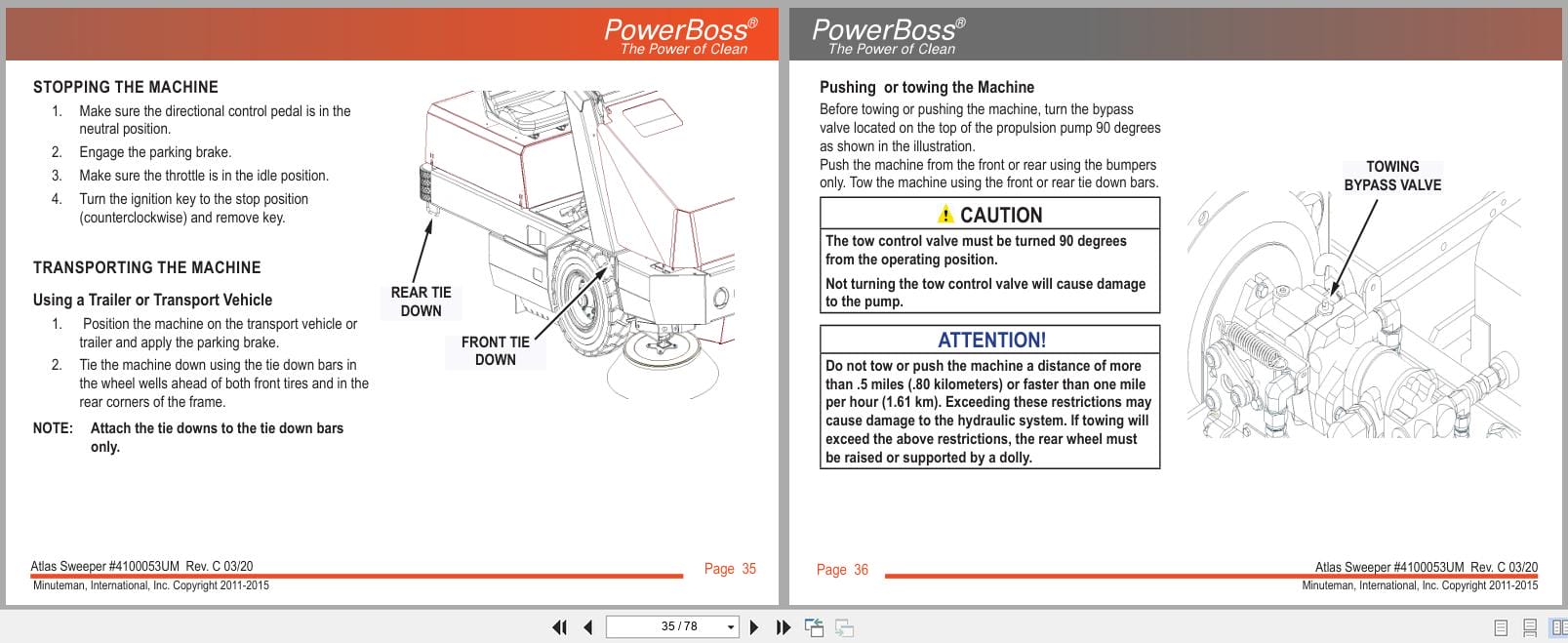 PowerBoss Sweeper Atlas PB620DSL To PB620LP-DSB User Manual 4100053 2020
