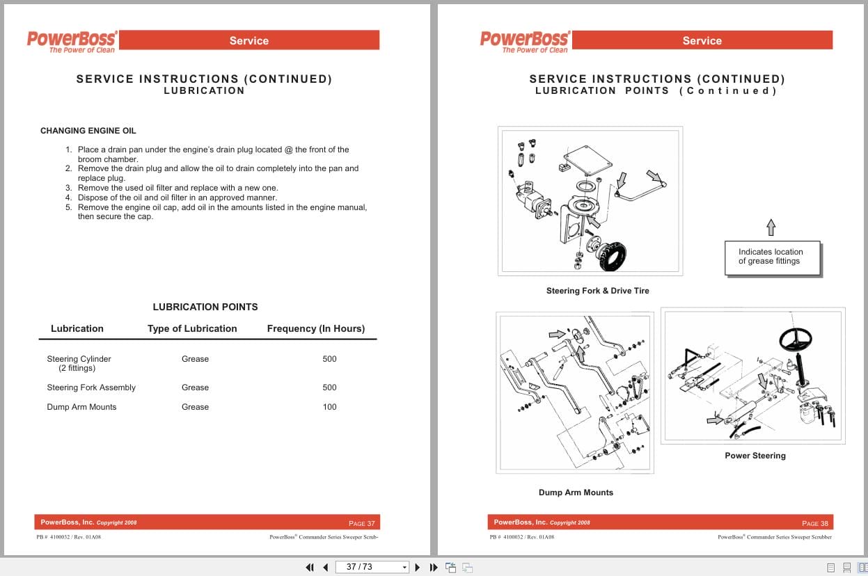 PowerBoss Sweeper Commander Series T82 T90 C82 C90 Users Manual 4100032 ...