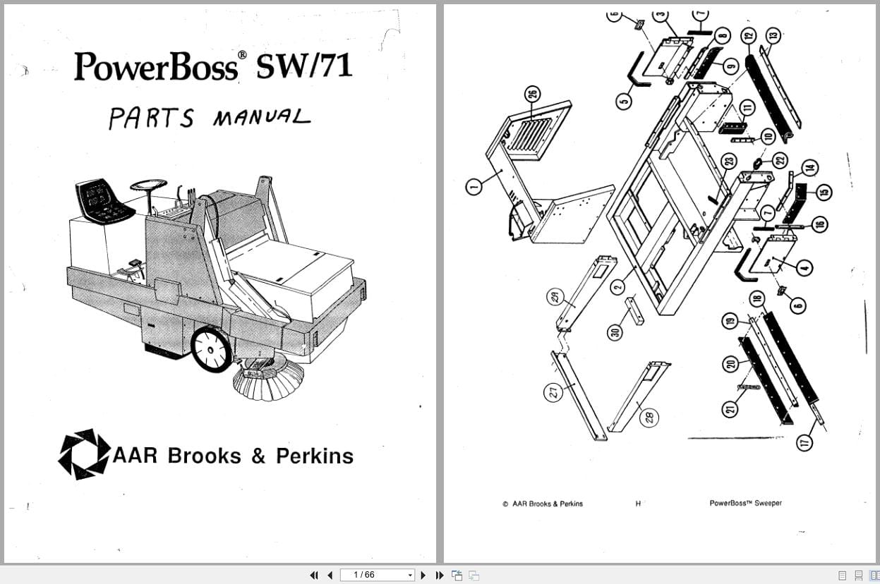 PowerBoss Sweeper SW-71 Parts Manual