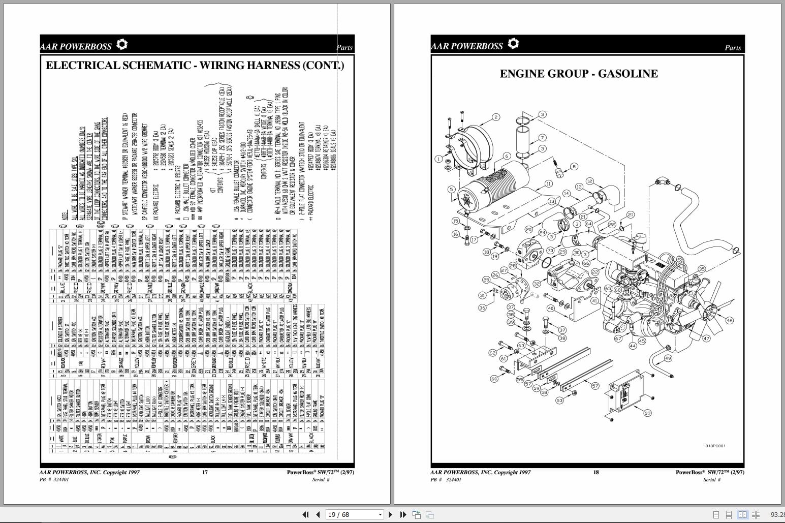 PowerBoss Sweeper SW-72 Parts Section Wiring Diagram 324401