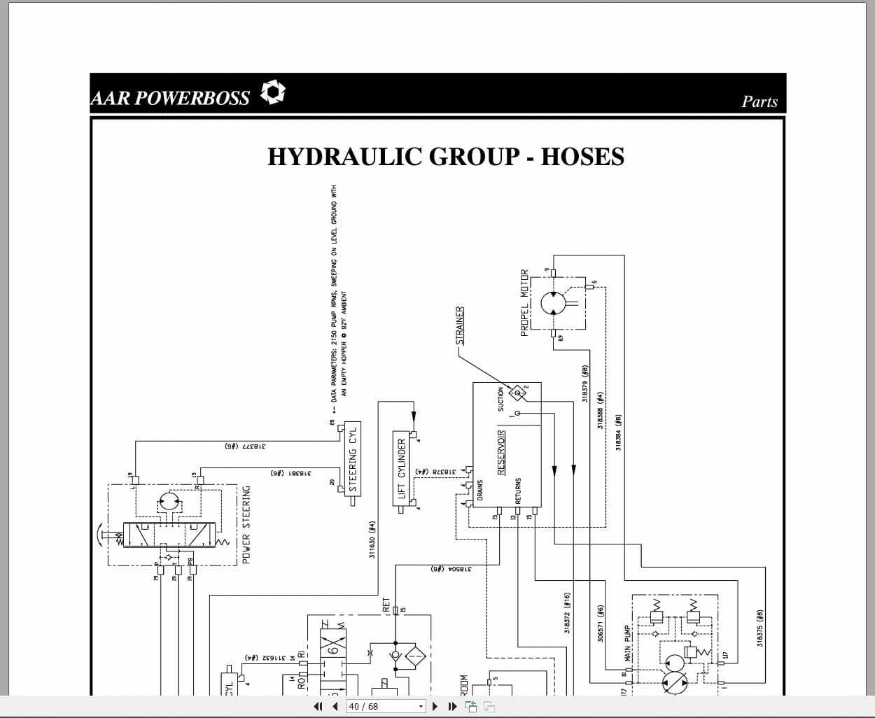 PowerBoss Sweeper SW-72 Parts Section Wiring Diagram 324401