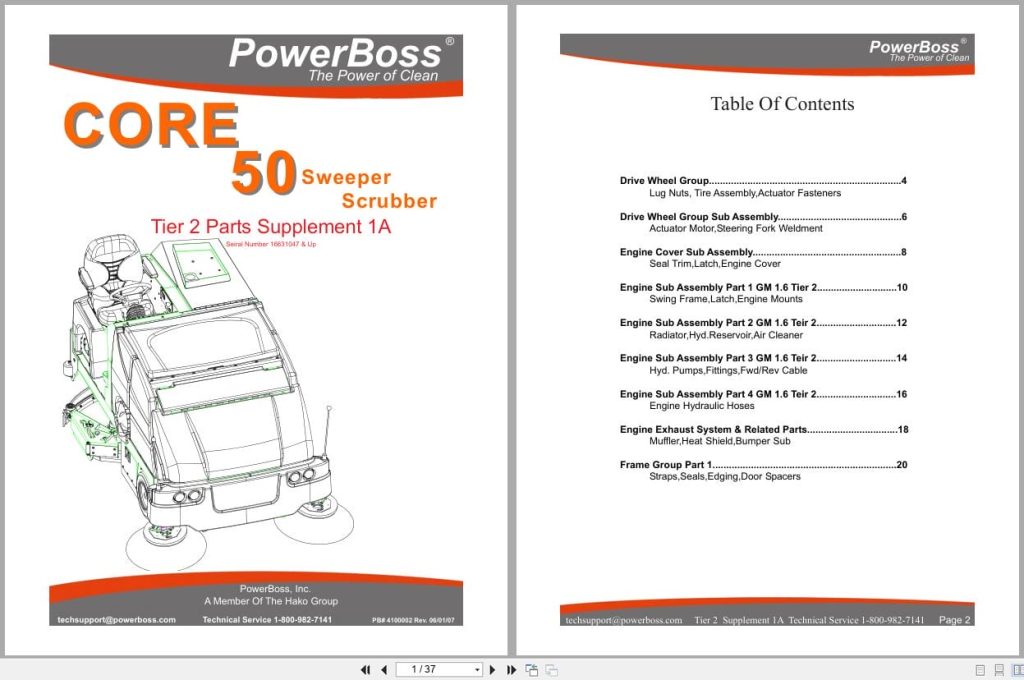 PowerBoss Sweeper Scrubber Core 50 Tier 2 Manual Archives - Auto Repair ...