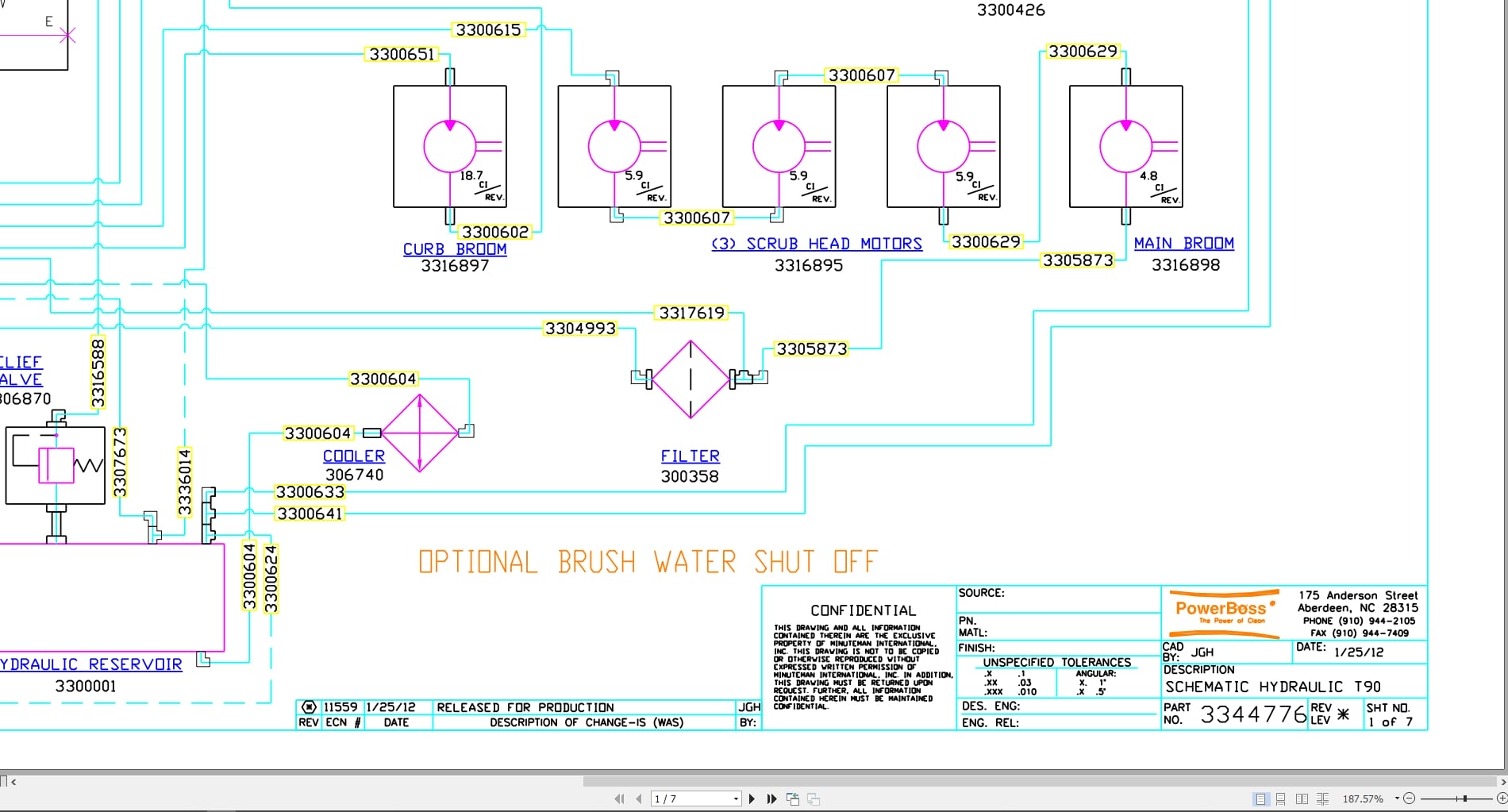 PowerBoss Sweeper T90 Hydraulic Schematic 3344776 2012