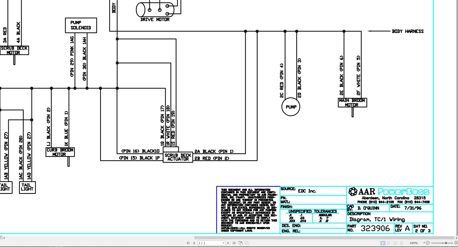 PowerBoss Sweeper TC-1 Wiring Diagram 323906