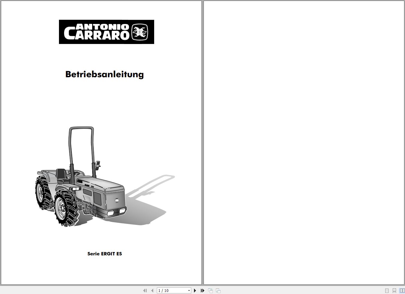 Antonio Carraro Tractor Series ERGIT ES Operators Manual DE