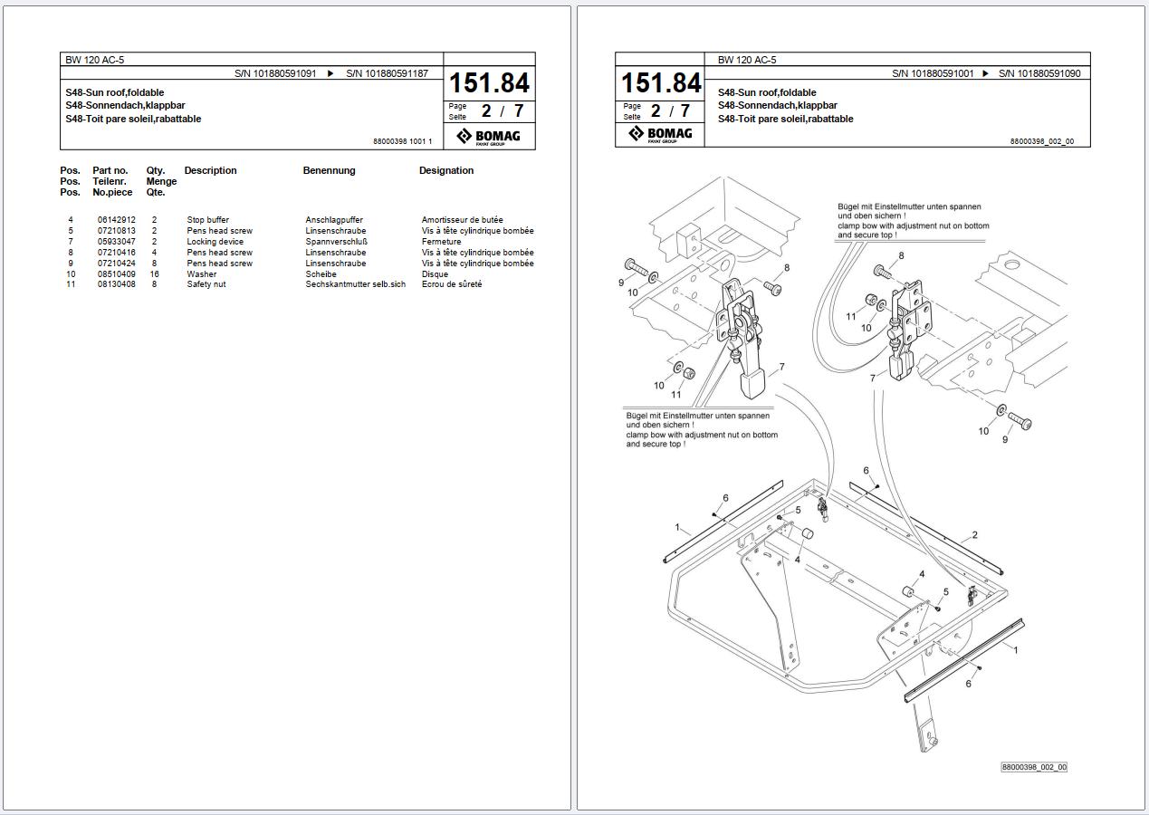 Bomag Combination Roller BW 120 AC-5 Spare Parts Catalog 00825571 2019-2025