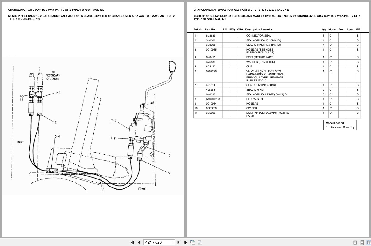 Caterpillar Forklift MC60D P Chassis Mast Europe Parts Catalog SEBN2661-02