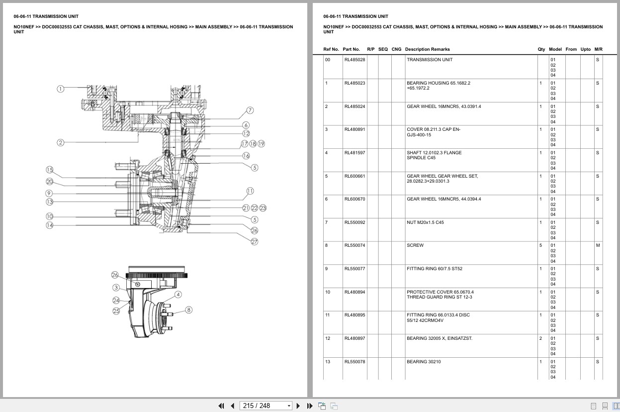 Caterpillar Forklift NO10NEF Chassis Mast Options Internal Hosing ...