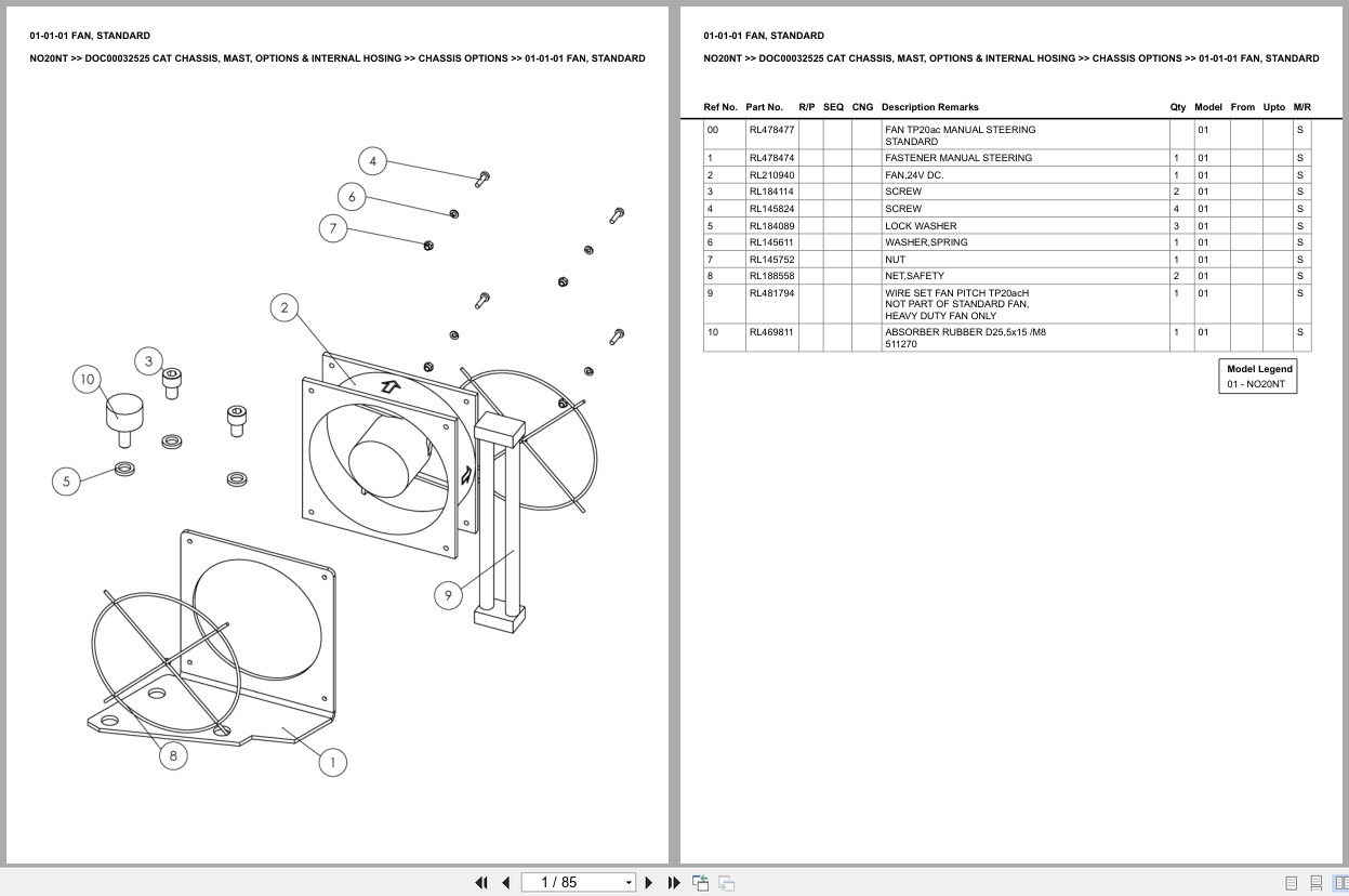Caterpillar Forklift NO20NT Chassis Mast Options Internal Hosing Europe ...