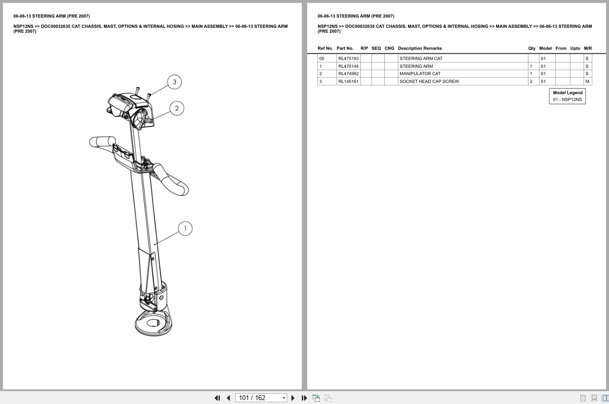 Caterpillar Forklift NSP12NS Chassis Mast Options Internal Hosing ...