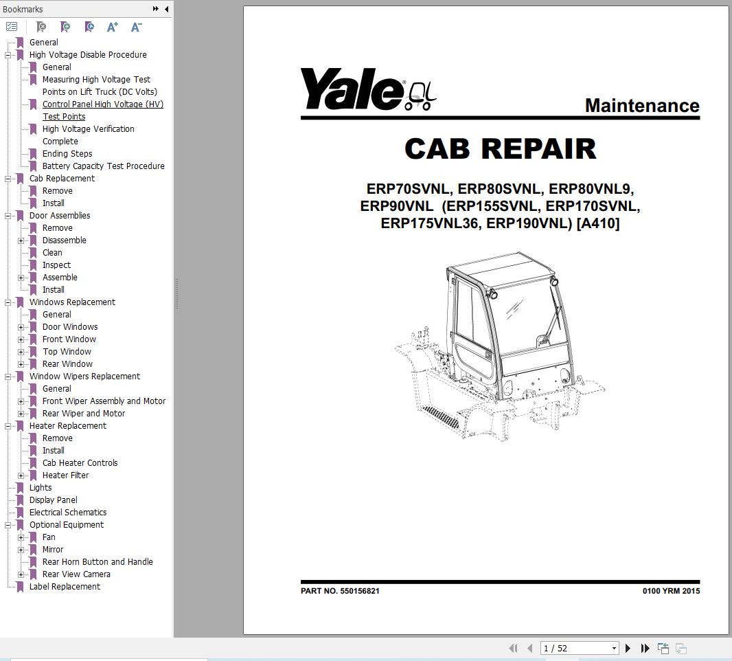 Yale ERP155SVNL ERP170VNVNLSVNL ERP175VNVNLVNL36 ERP190VNVNL A410 ...