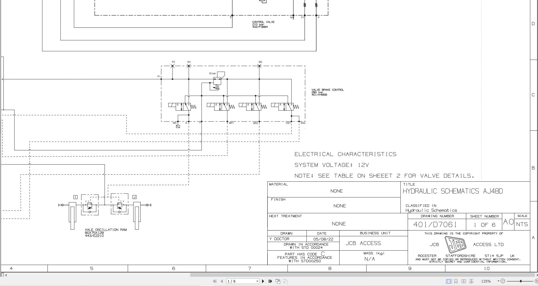 JCB Articulated Boom AJ48D T0 2022-2025 Electrical and Hydraulic Diagram