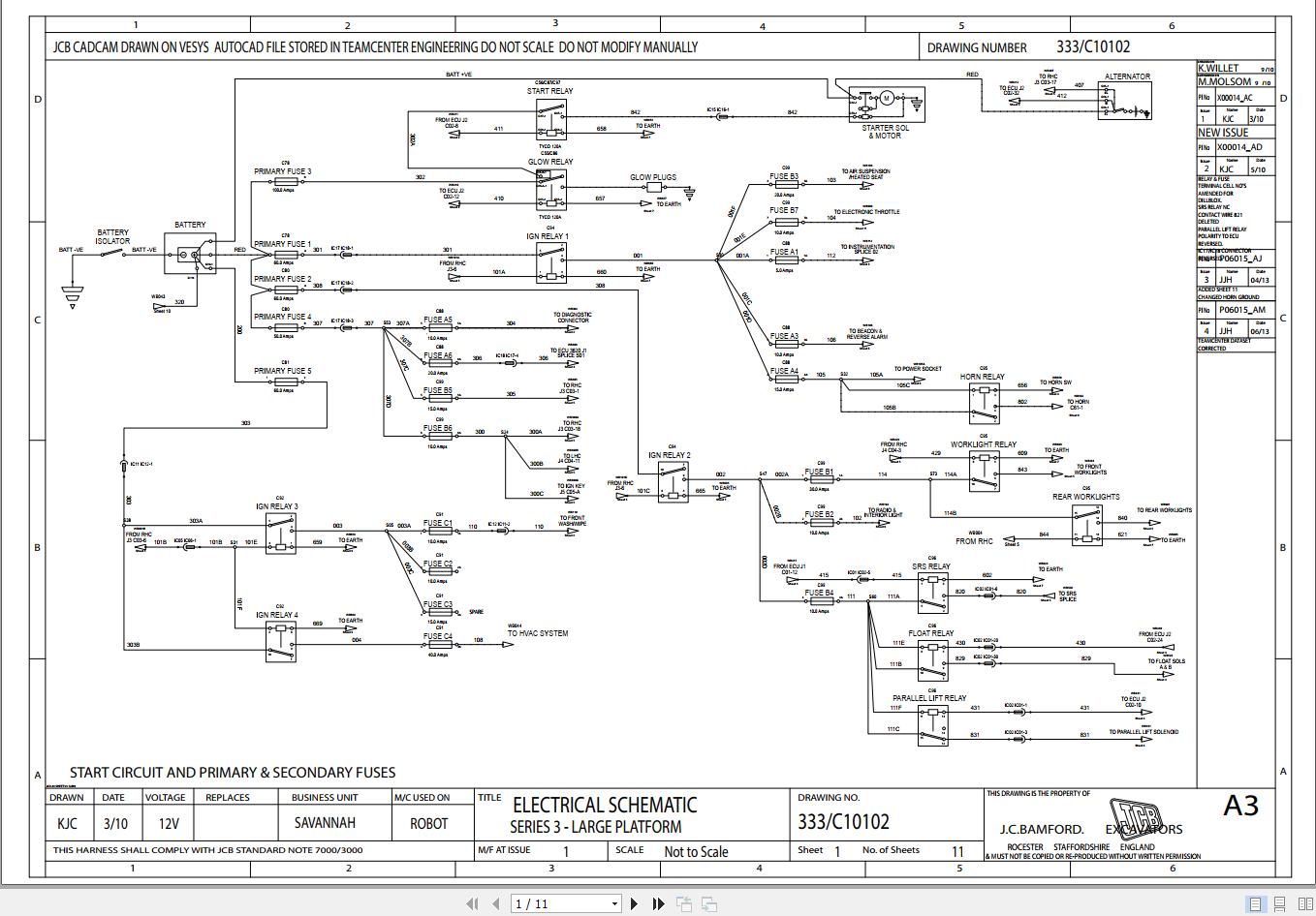 JCB Loader 250T T3 GE0 2018-2020 Electrical and Hydraulic Diagram
