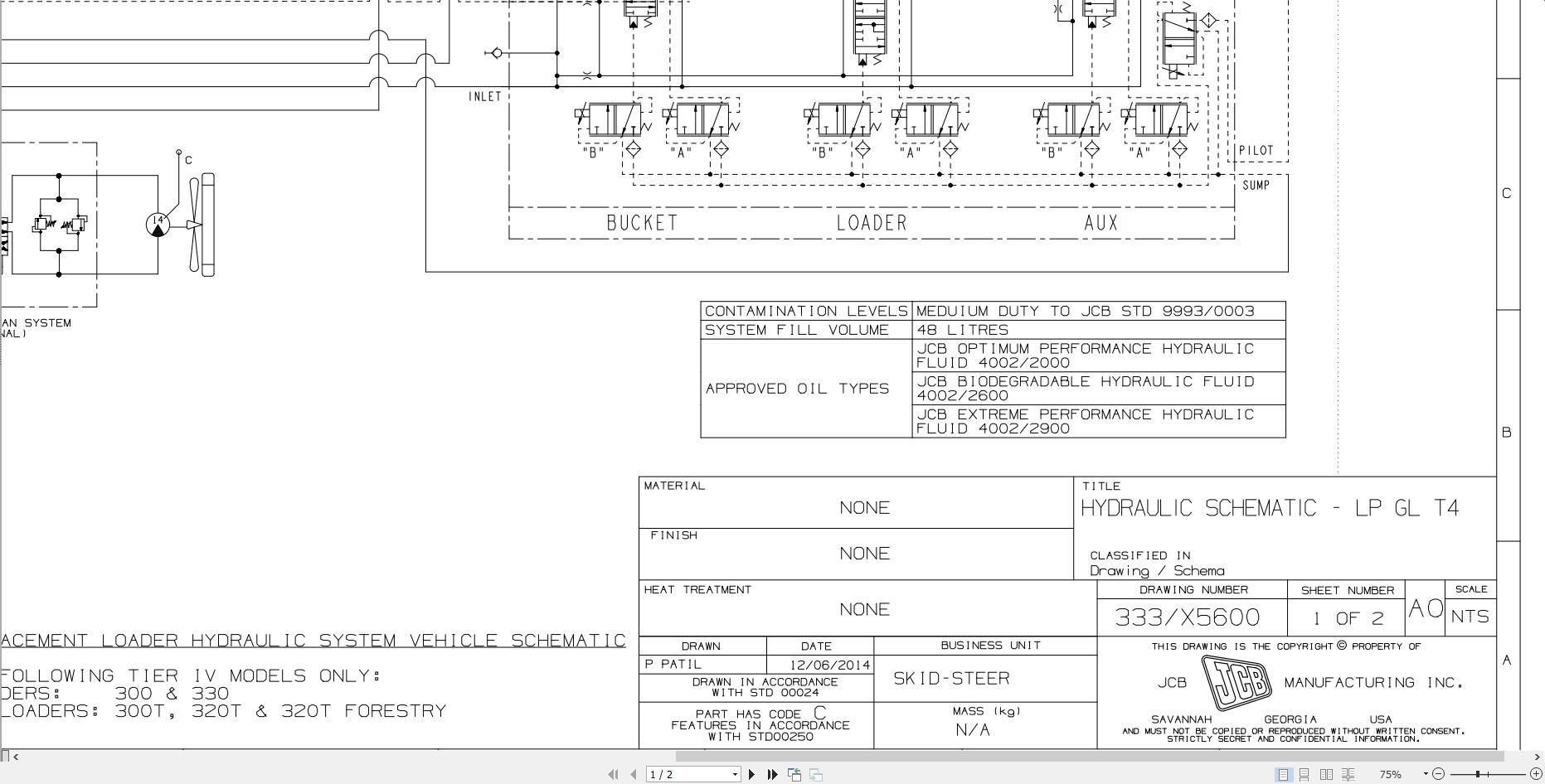 JCB Loader 250T T4F GE0 2018-2020 Electrical and Hydraulic Diagram