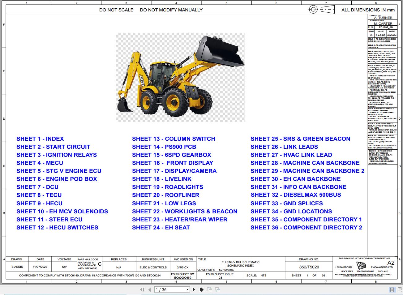 JCB Loader 3CX seat mounted controls STV 2024-2025 Electrical and ...